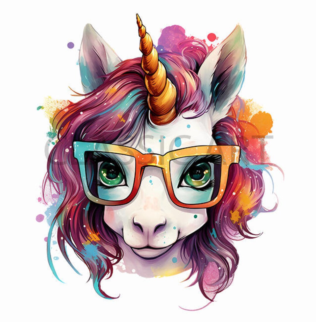 Unicorn Sublimation PNG File - Cute Artistic Unicorn Head Wearing ...