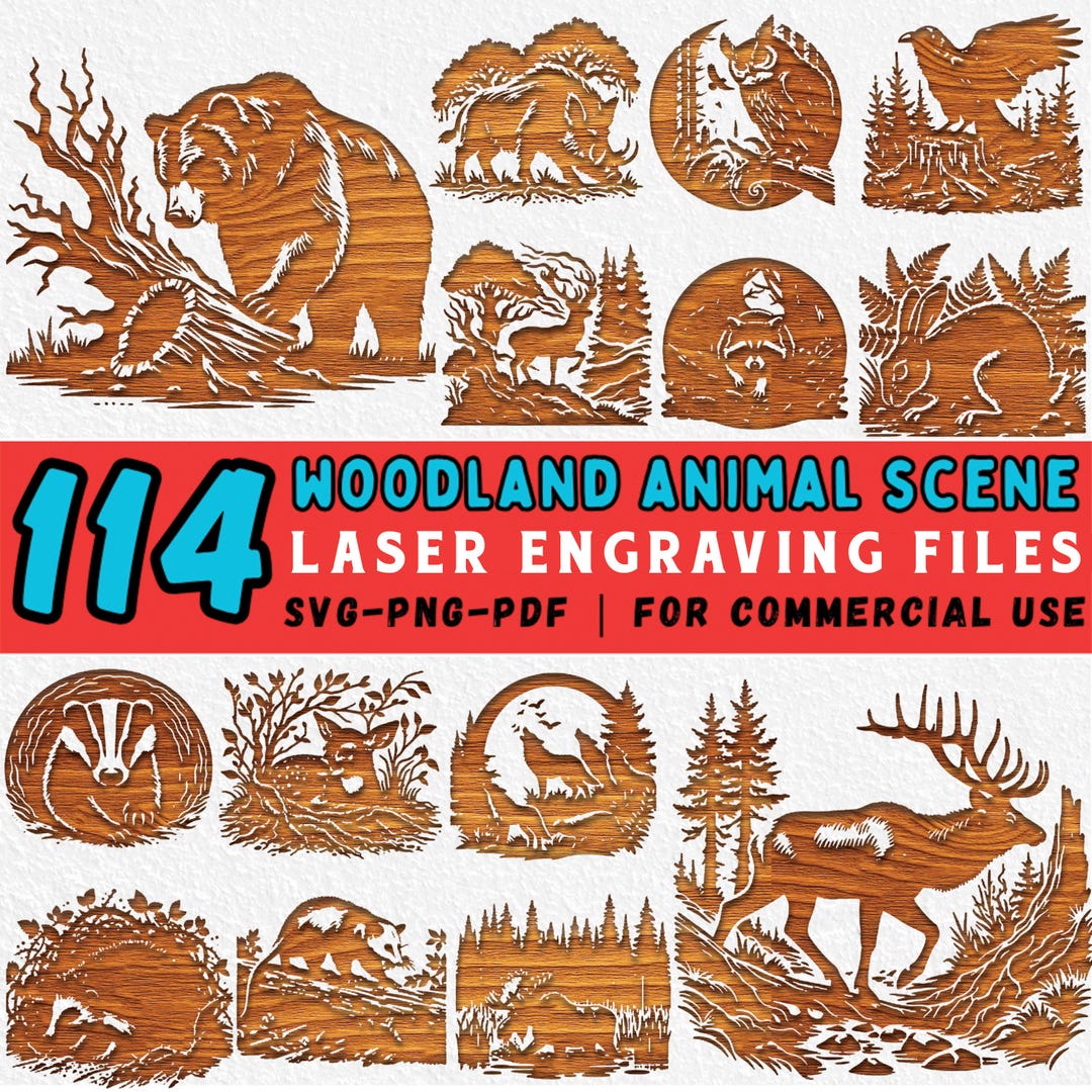 Woodland Animal Scene SVG Bundle: Laser Cut Files for Cricut - Etsy UK
