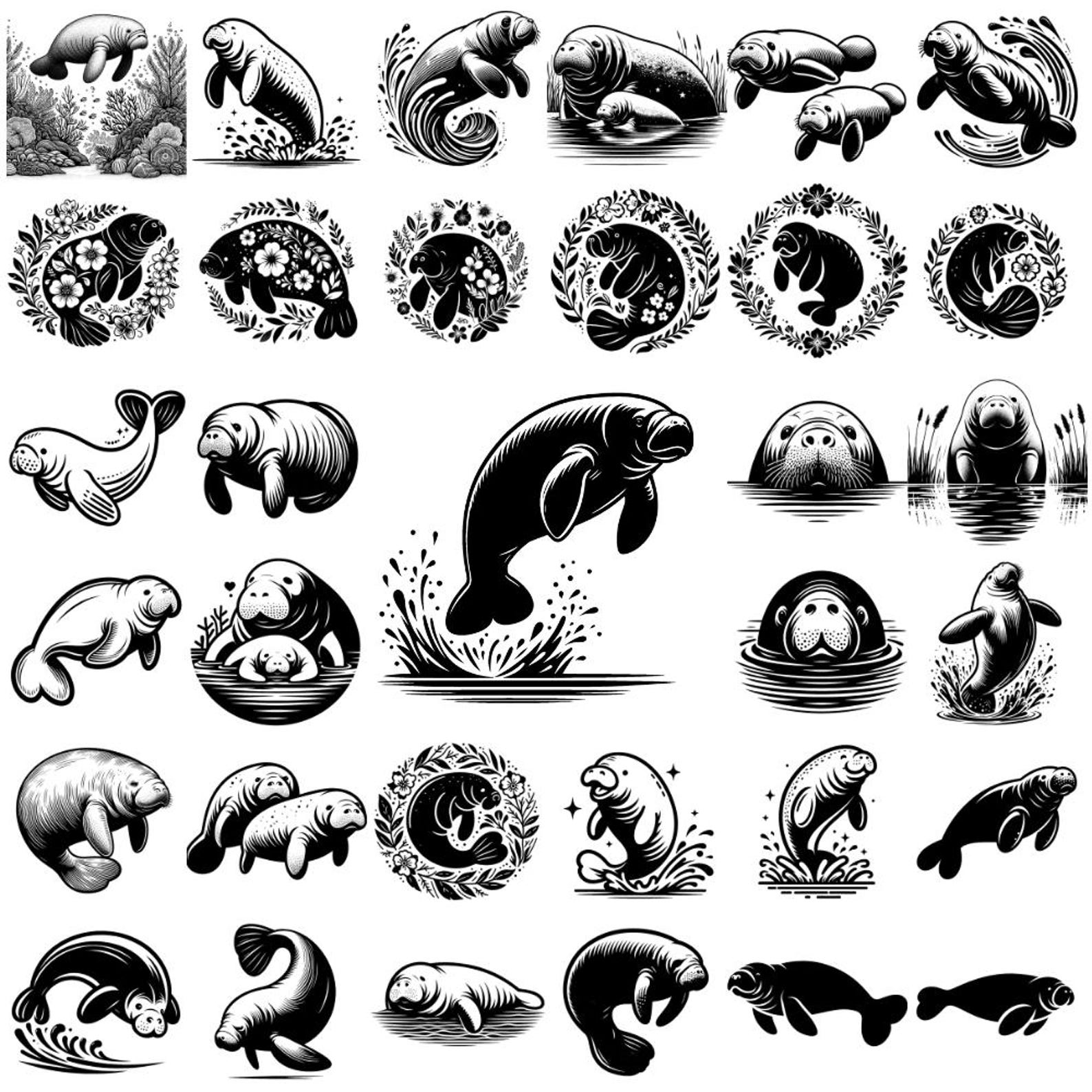 Manatee SVG Bundle | 154 Sea Cow Clipart Designs (digital Download) - Etsy