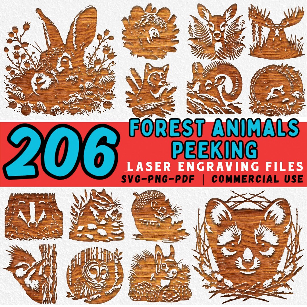 Peeking Forest Animals SVG Bundle: Laser Cut Files for Cricut ...