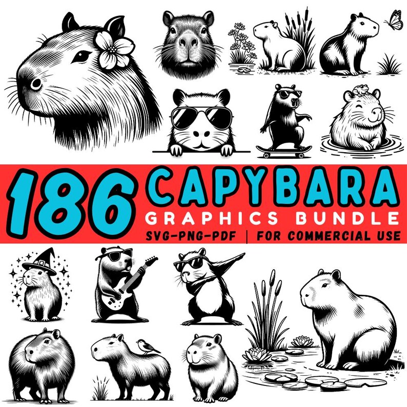 Capybara SVG Bundle: Laser Cut Files, CNC Patterns (commercial Use ...