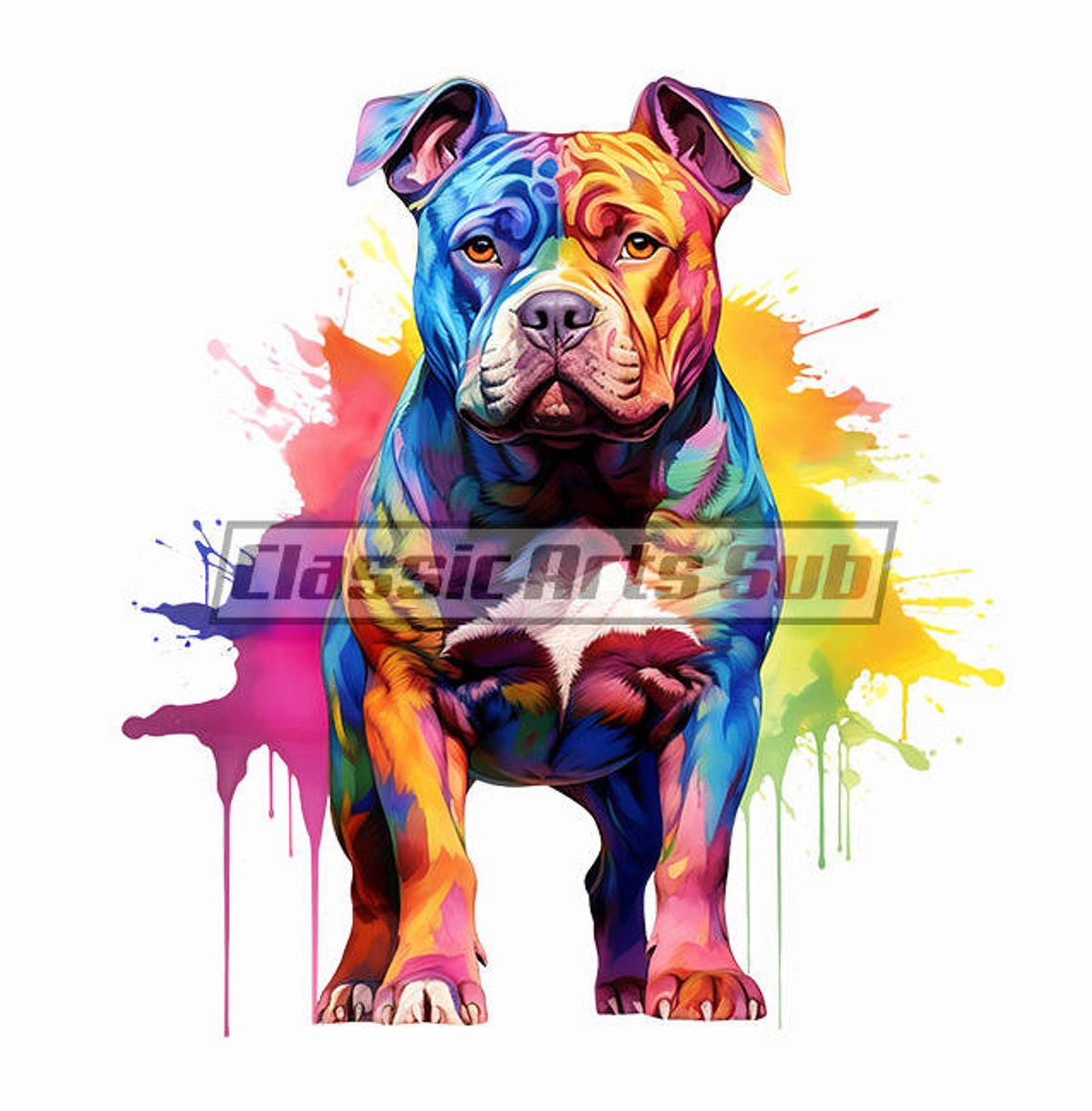 American Bully PNG Sublimation File - American Bully Standing Artsy ...