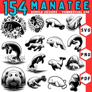 154 Manatee SVG Bundle | Sea Cow Clipart | Ocean Animal DXF PNG ...