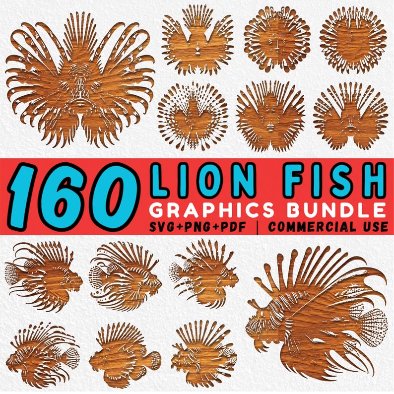 160 Lionfish Laser Engraving SVG Bundle: Tropical Fish CNC Files ...