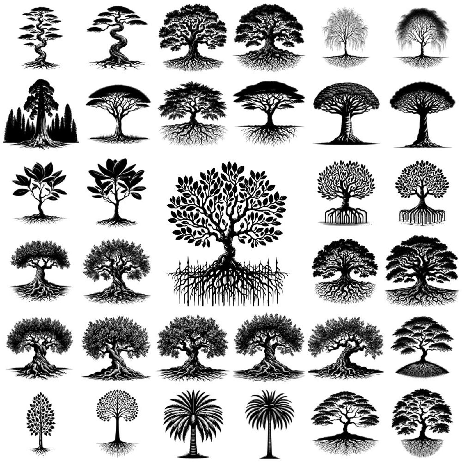 156 Tree Silhouette SVG Bundle: Forest Clipart, Woodland Trees, Nature ...