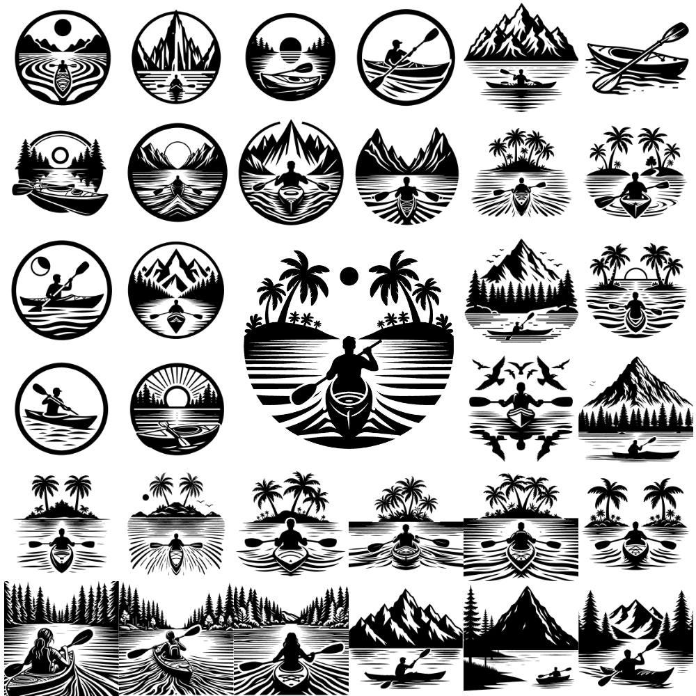 164 Kayak Svg Bundle | Kayaking Svg Dxf Png Pdf | Canoe Paddles Cut ...