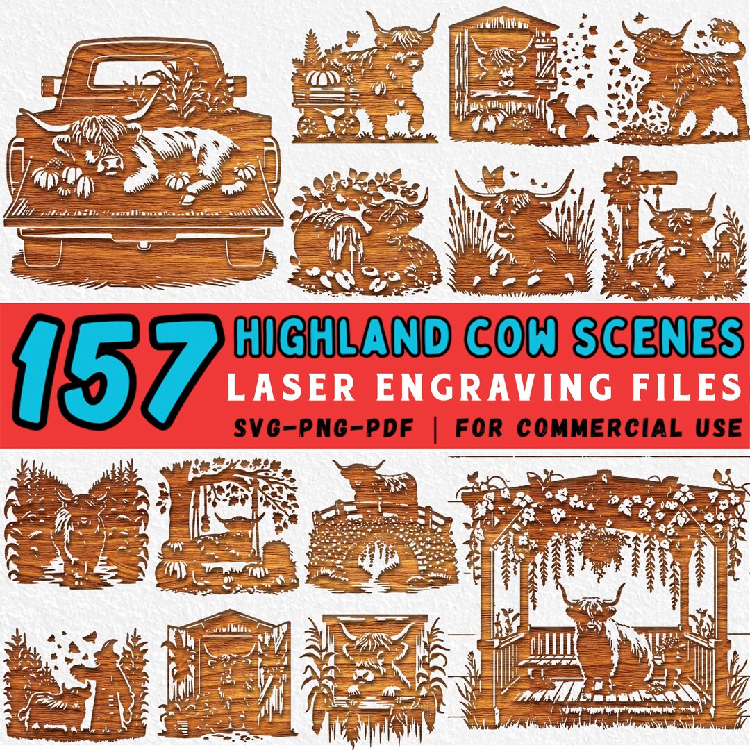 Highland Cow SVG Bundle: Laser Cut Files for Cricut (digital Download ...