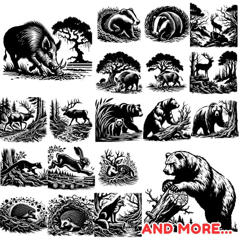 Woodland Animal Scene SVG Bundle: Forest Wildlife Cut Files (commercial ...