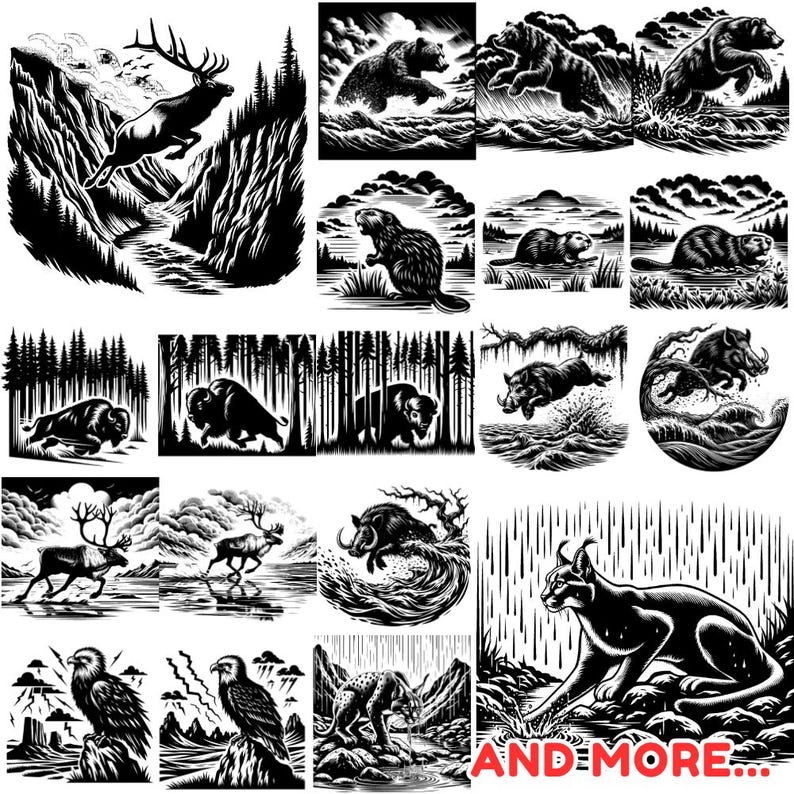 Wilderness Animal Scene SVG Bundle: Forest Wildlife Cut Files ...