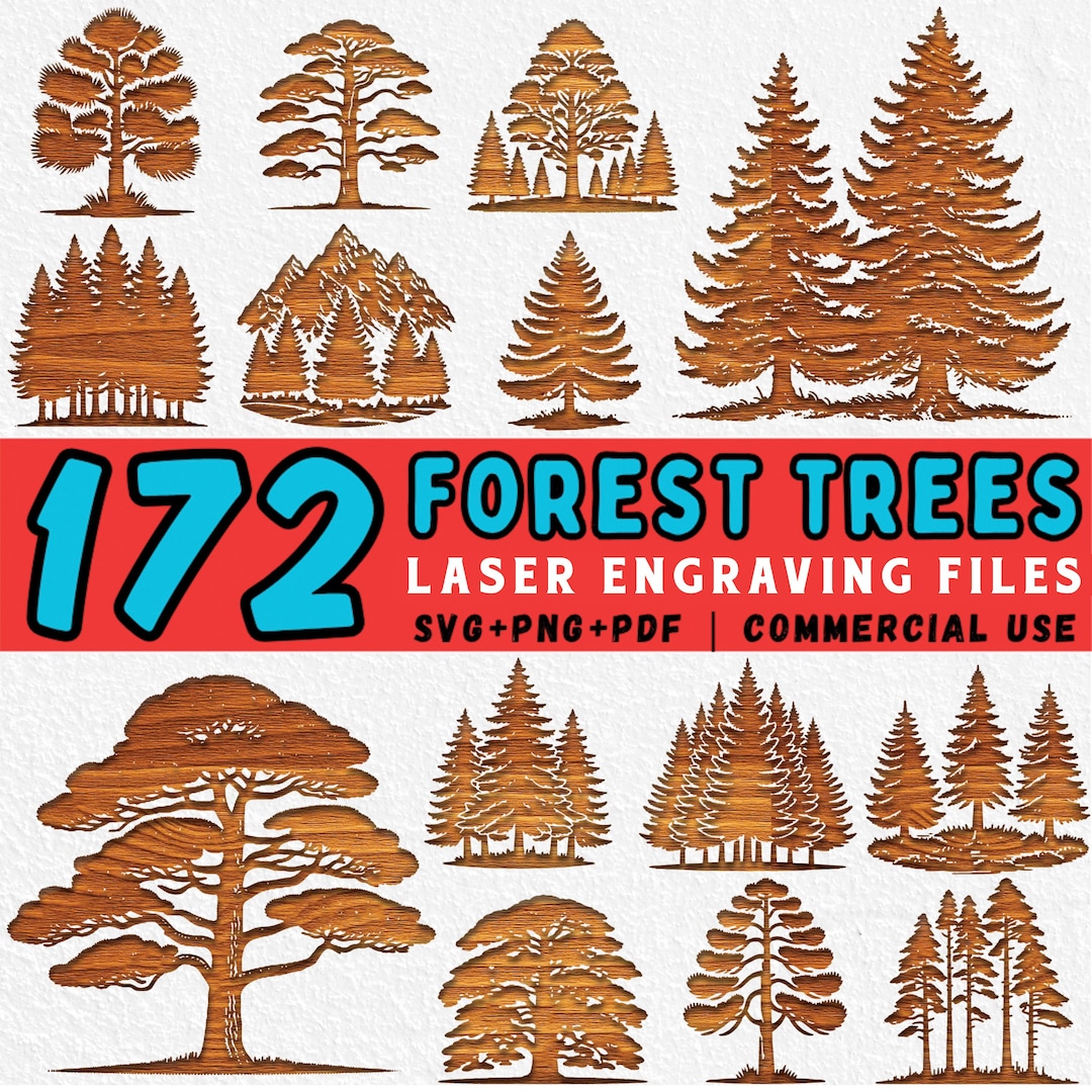 172 Forest Trees Laser Engraving SVG Bundle: Woodland Cut Files ...