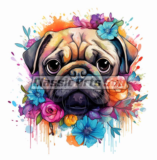 Pug Dog PNG Sublimation Design Alcohol Ink Pug Head Mixed - Etsy