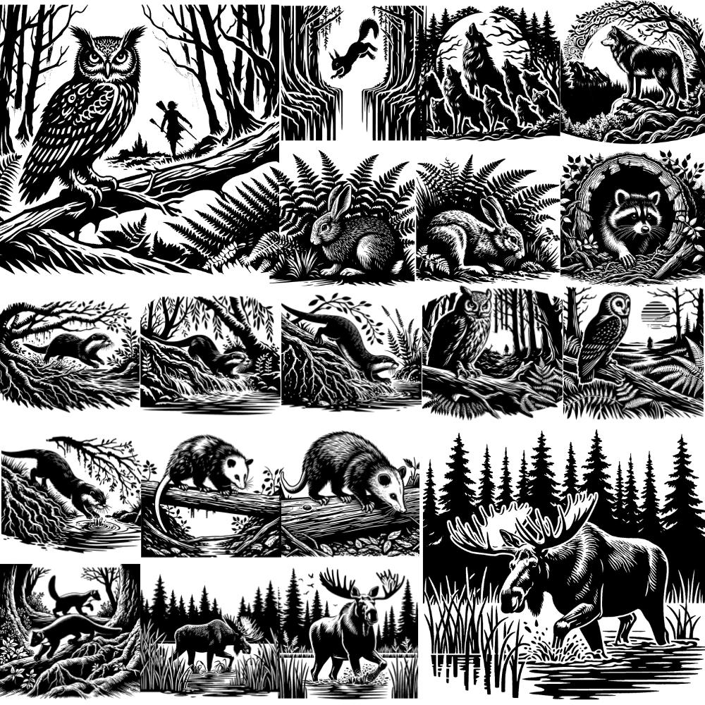 Woodland Animal Scene SVG Bundle: Forest Wildlife Cut Files (commercial ...
