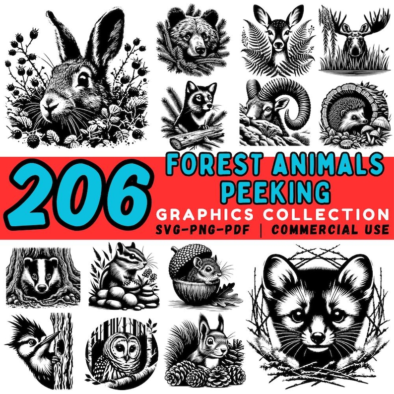 Peeking Forest Animals SVG Bundle: Woodland Clipart for Cricut ...