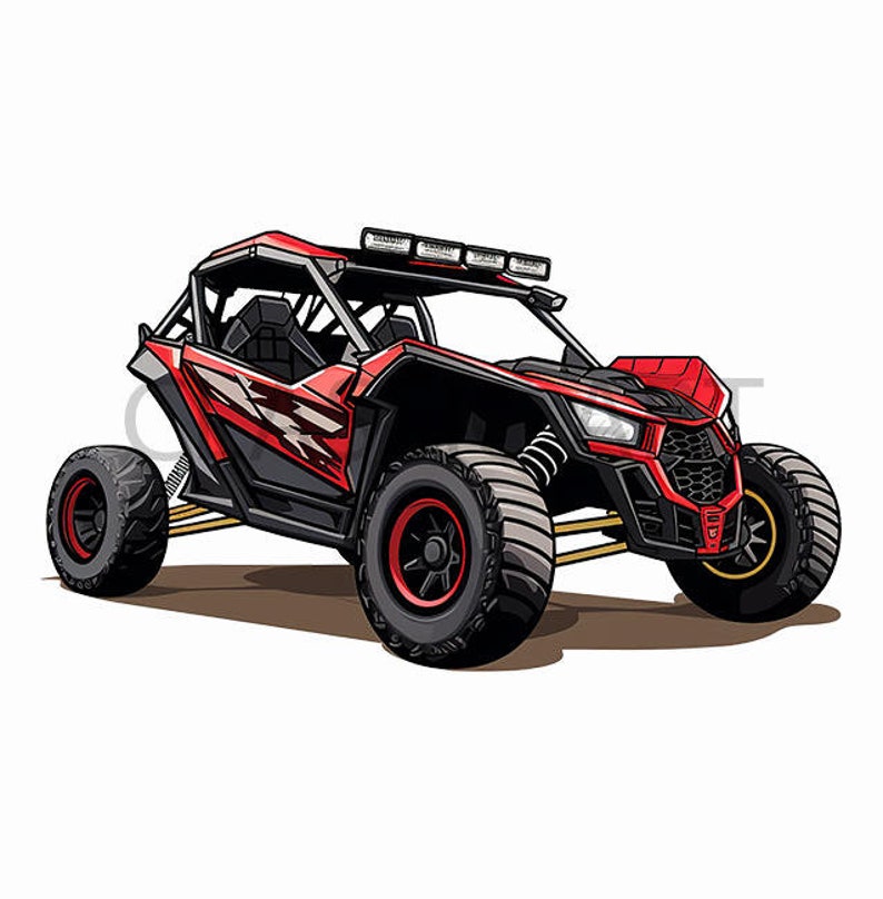 UTV Sublimation PNG Design 04 Red UTV Cartoon Style Graphics Instant ...