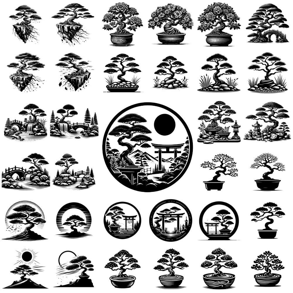 157 Laser Engraving Bonsai Tree Dxf Bundle | Japanese Bonsai Svg for ...