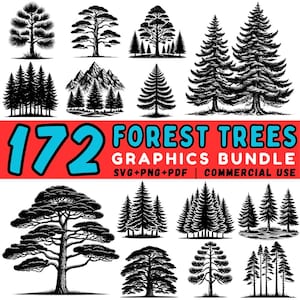 172 Forest Trees Laser Engraving SVG Bundle: Woodland Cut Files ...