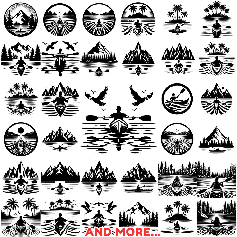 164 Kayak Svg Bundle | Kayaking Svg Dxf Png Pdf | Canoe Paddles Cut ...