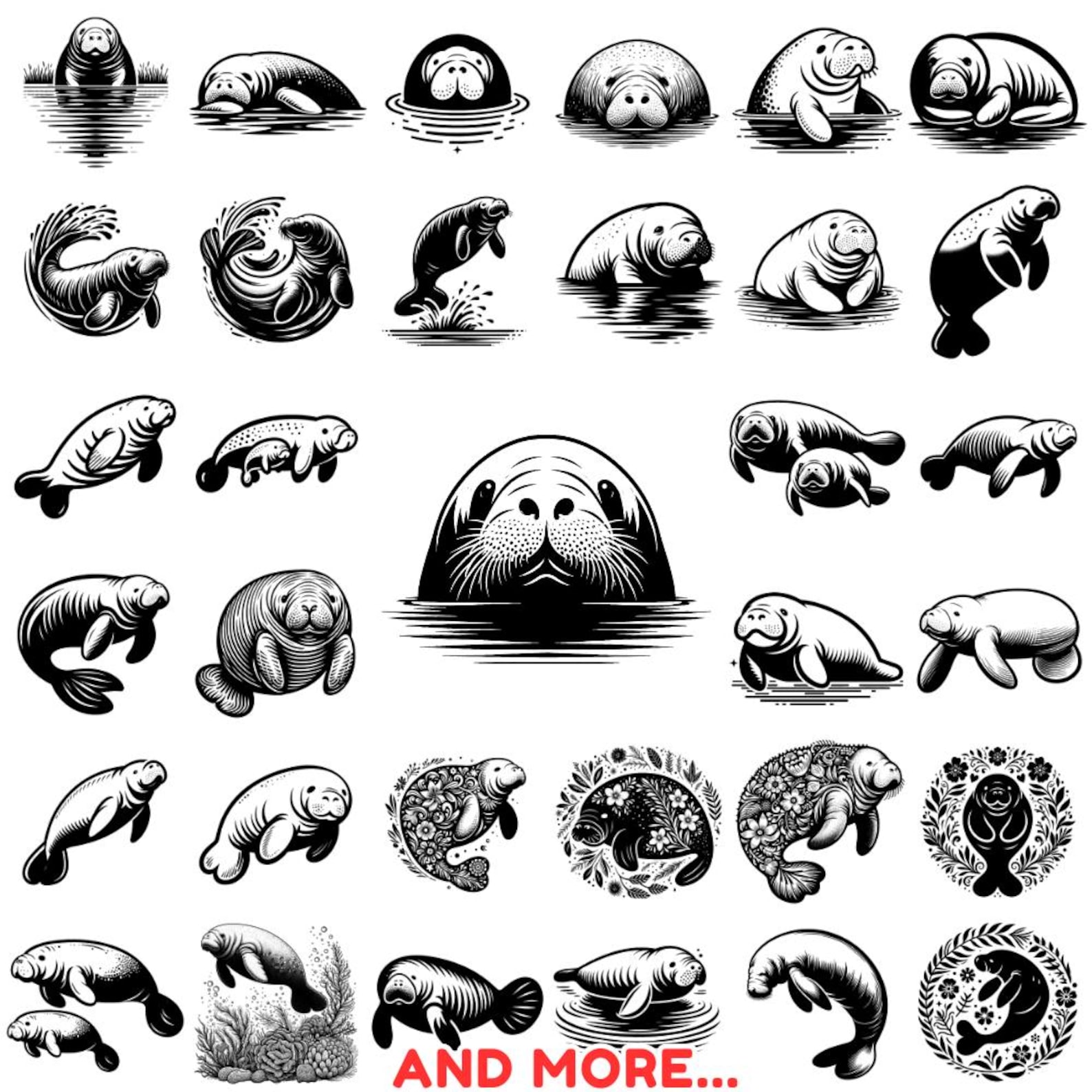Manatee SVG Bundle | 154 Sea Cow Clipart Designs (digital Download) - Etsy