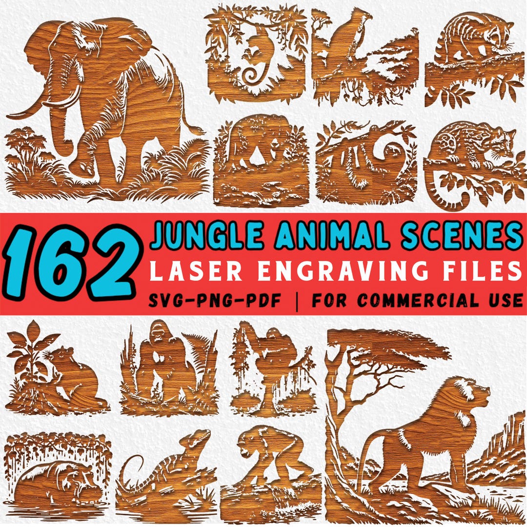 Jungle Animal Scenes SVG Bundle: Laser Cut Files for Cricut - Etsy UK