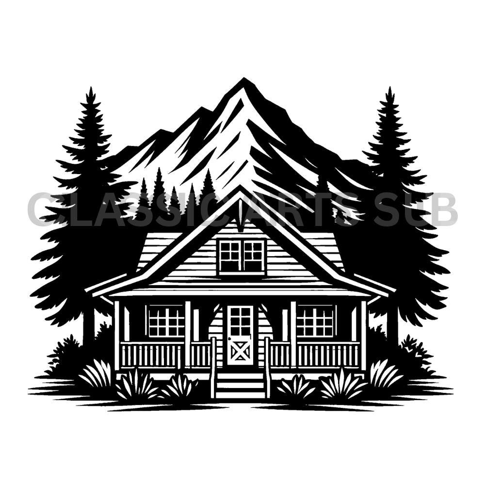 Log Cabin Laser Engraving SVG Bundle: Rustic Lodge Cut Files ...