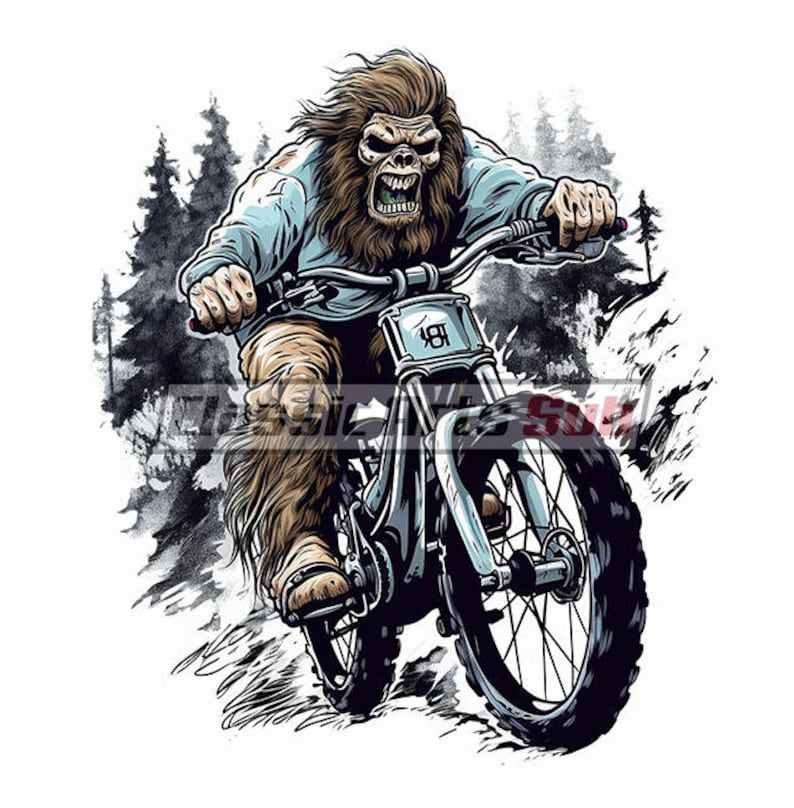 Bigfoot PNG Sublimation File Bigfoot Riding a Mountain Bike - Etsy