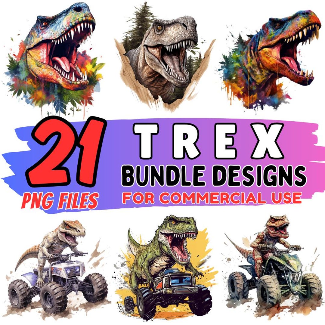 21 Trex PNG Bundle | Dinosaur Sublimation Files | Cute & Funny T-rex ...