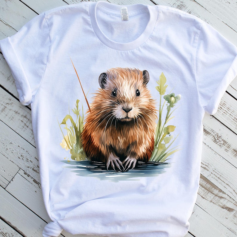 Muskrat PNG Sublimation File - Muskrat Illustration With Plant and ...