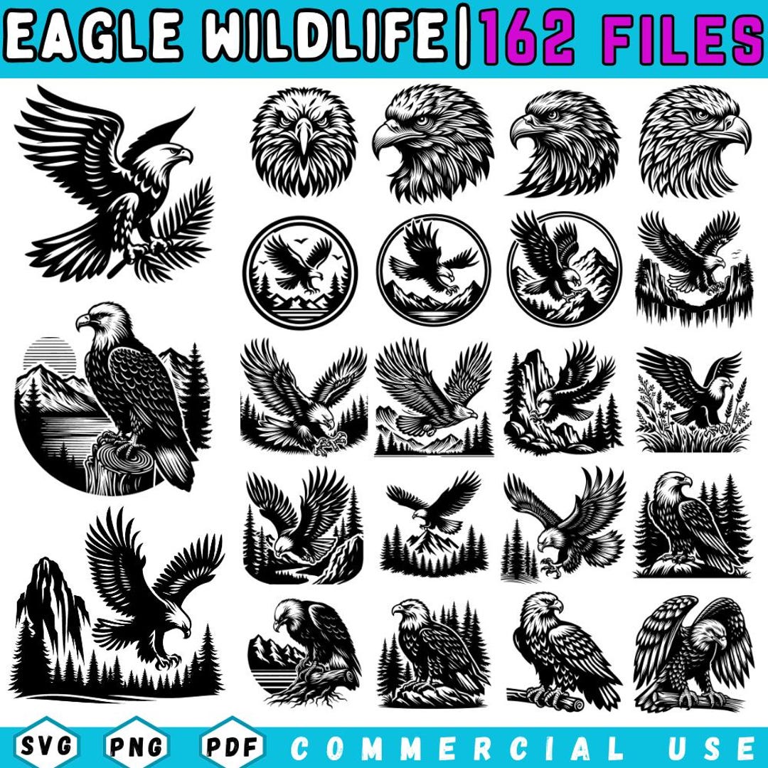 159 Eagle Wildlife SVG Bundle: Flying Eagle Clipart, Bald Eagle ...