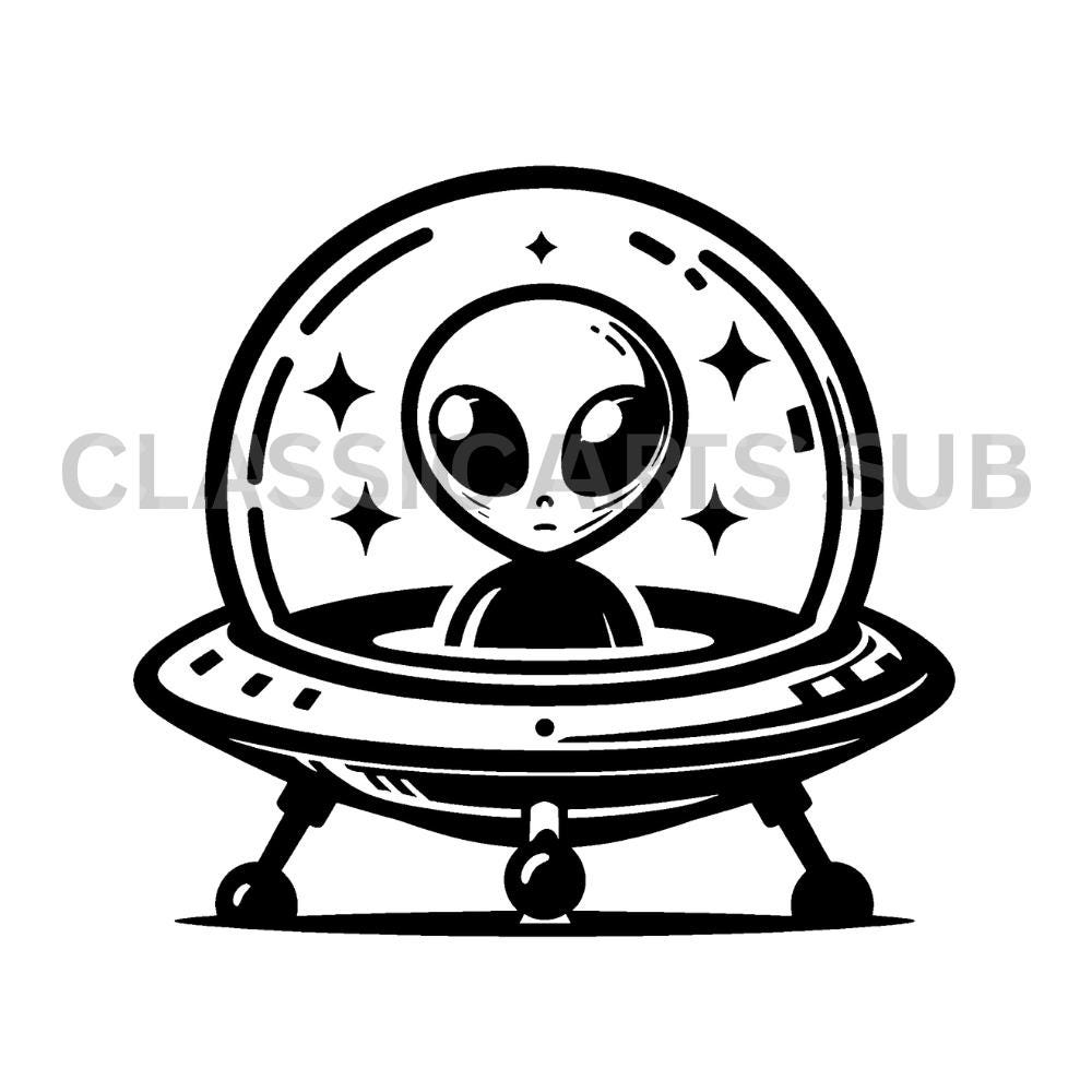 166 Alien SVG Bundle: UFO Clipart, Extraterrestrial Silhouette, Space ...