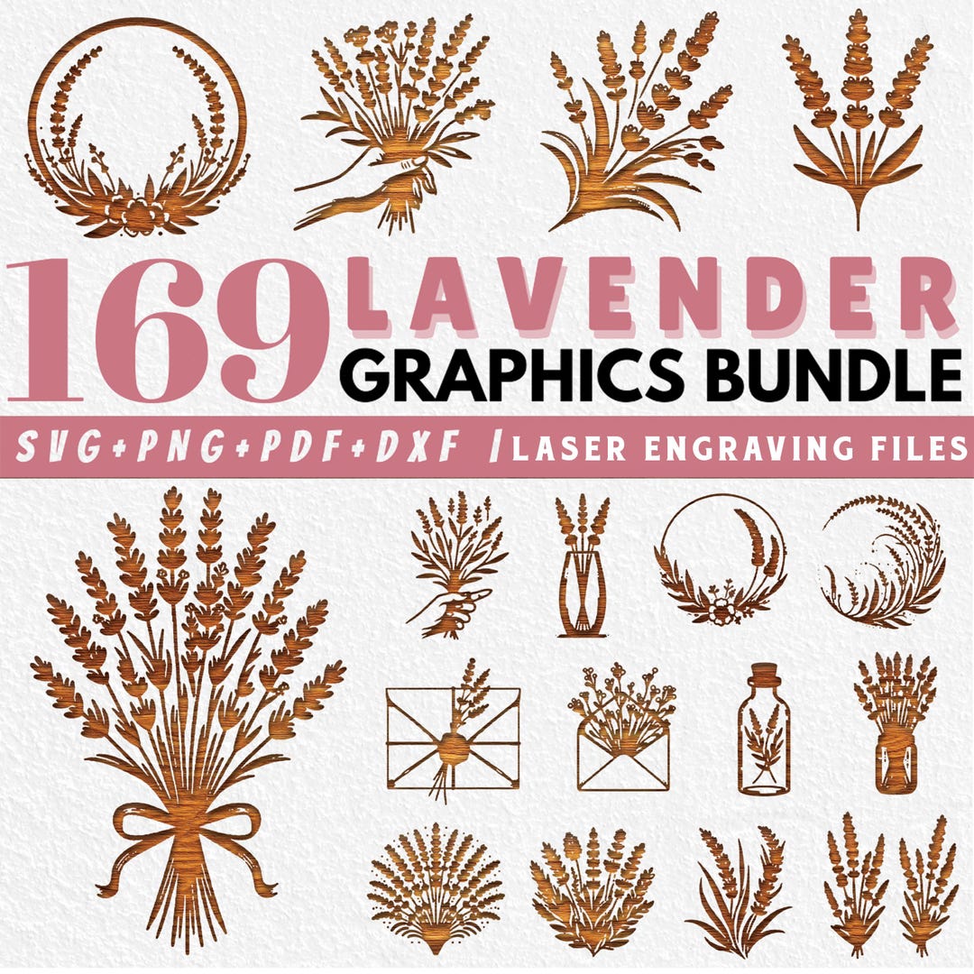169 Lavender Flower Laser Engraving SVG Bundle: Floral Line Art, CNC ...
