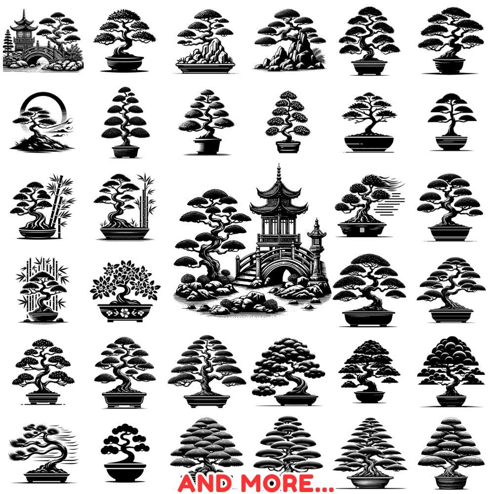 157 Laser Engraving Bonsai Tree Dxf Bundle | Japanese Bonsai Svg for ...