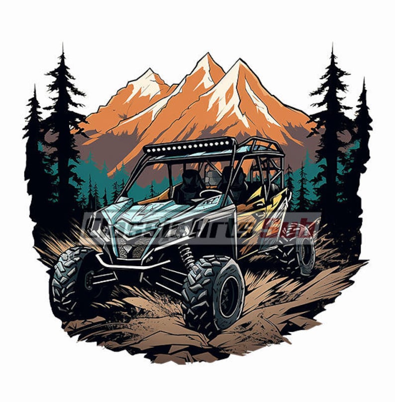 UTV Sublimation PNG Design UTV Mix With Natures and Trees Artsy Vintage ...