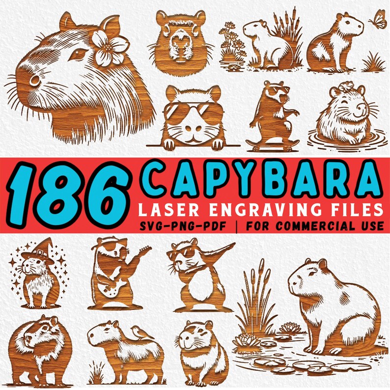 Capybara SVG Bundle: Laser Cut Files, CNC Patterns (commercial Use ...