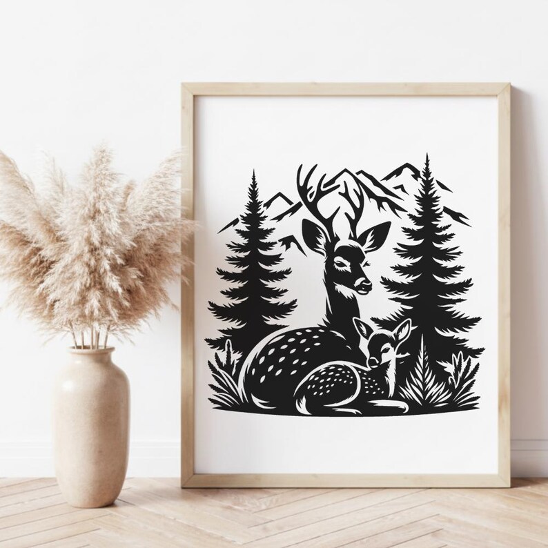 122 Wilderness Animal Scene SVG Bundle: Forest Silhouette Clipart, Deer ...
