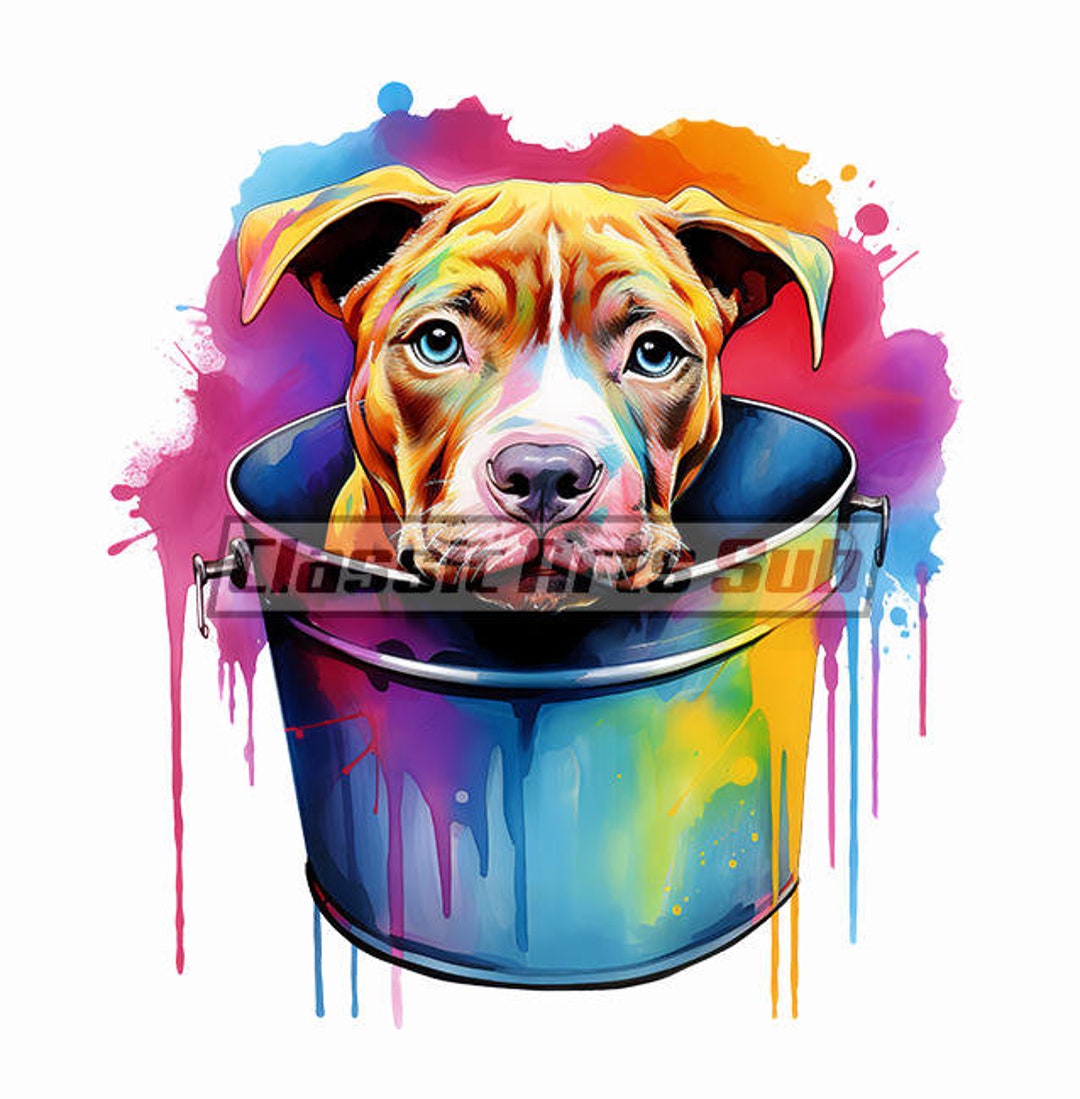 Pitbull or American Bully PNG Sublimation File - Pitbull in a Bucket ...