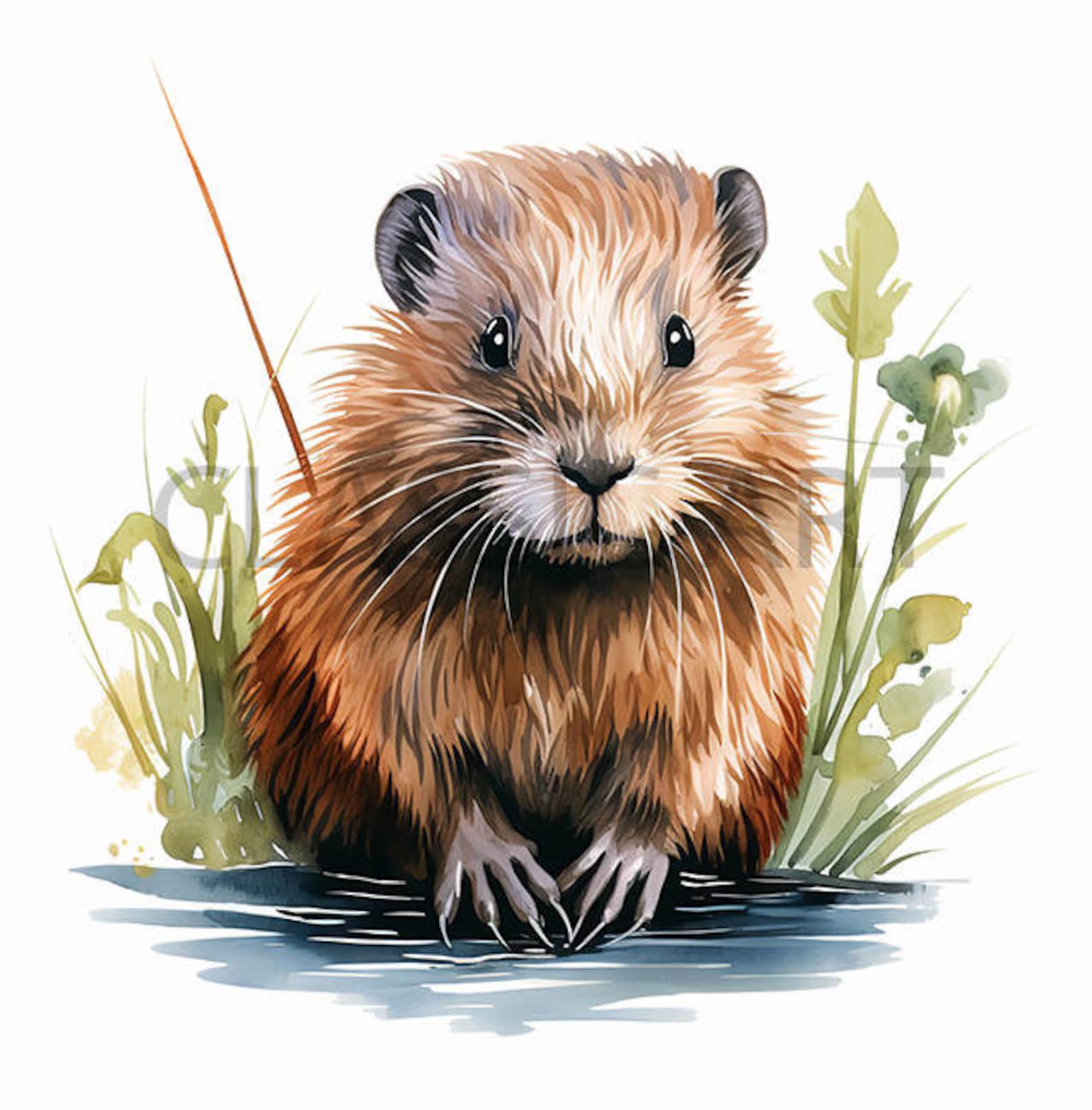Muskrat PNG Sublimation File - Muskrat Illustration With Plant and ...