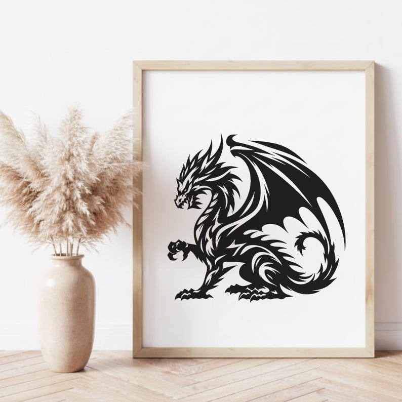 160 Dragon Laser Engraving SVG Bundle: Mythical Creature Art, Laser Cut ...