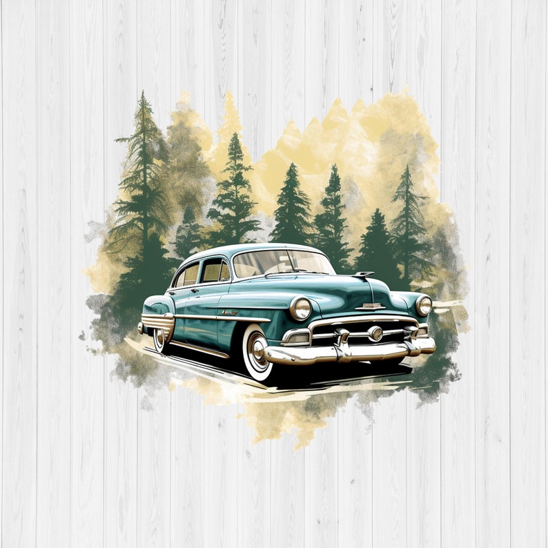 Classic Car Sublimation PNG File - Cool Classic Car Mixed Forest Arts ...