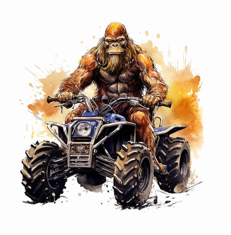 Bigfoot PNG Sublimation File Sasquatch Riding Quad Bike - Etsy
