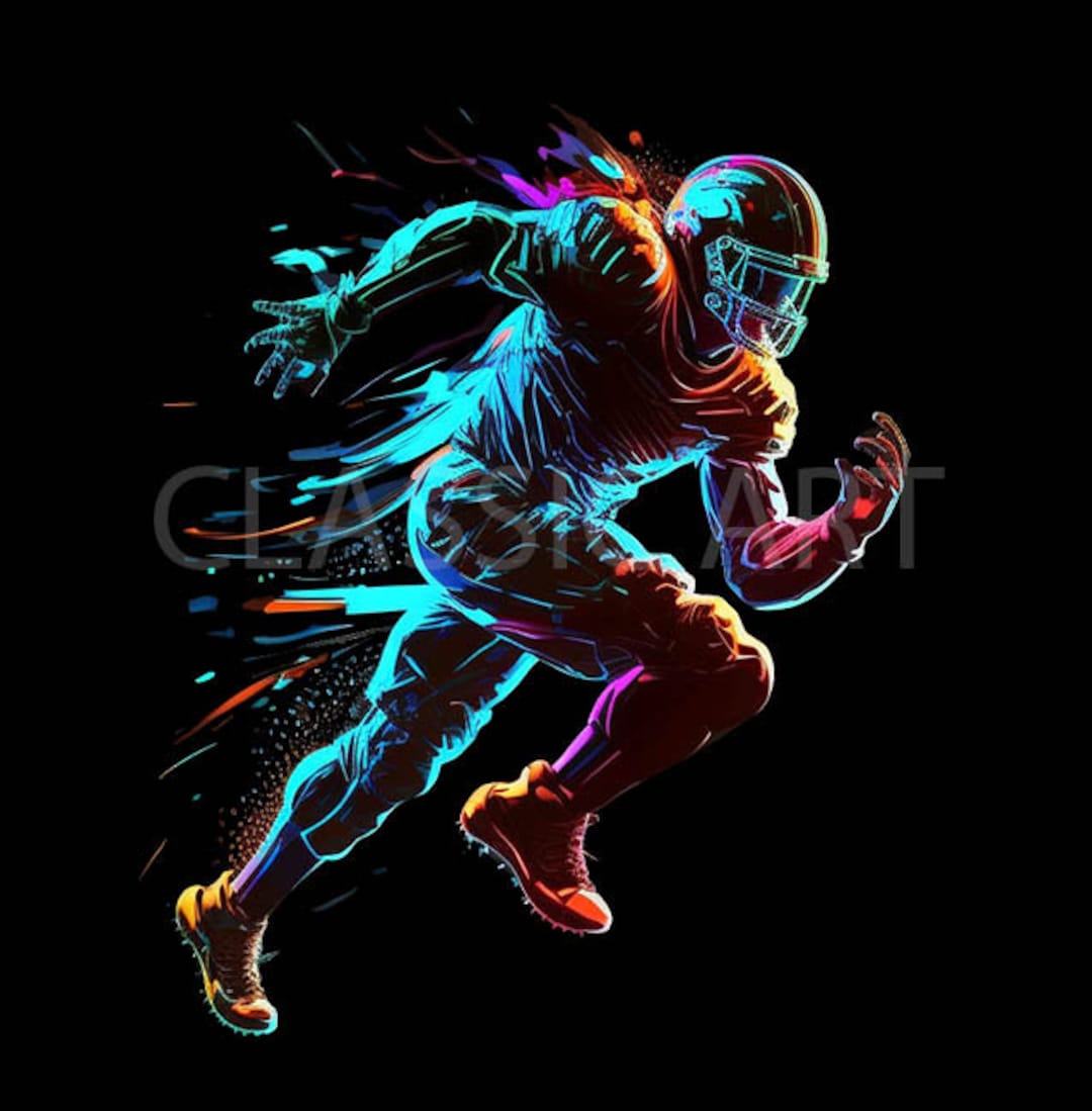 Sublimation File - Football Player Running Neon Graphic Art for ...