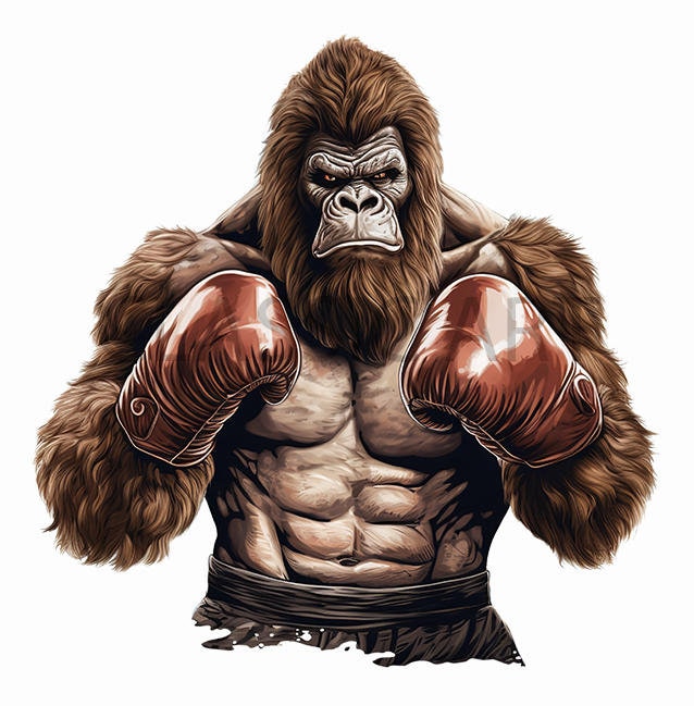 Bigfoot PNG Sublimation File - 07 Bigfoot Wearing Gloves Boxer Goat ...
