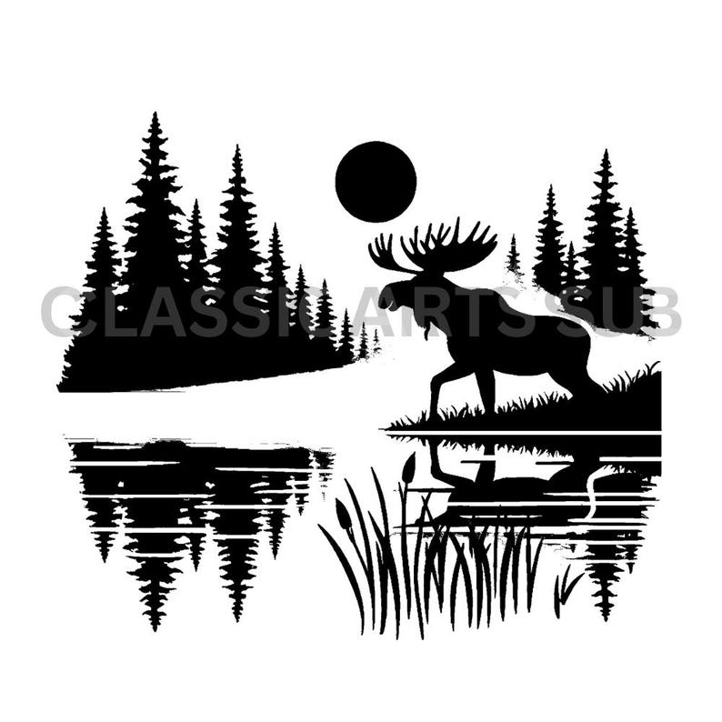 122 Wilderness Animal Scene SVG Bundle: Forest Silhouette Clipart, Deer ...