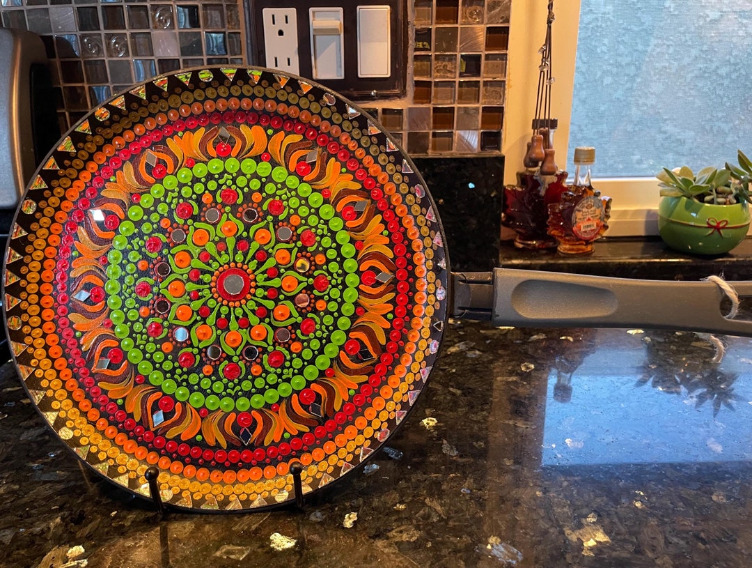 Hand-painted Mandala Art on Upcycled Pan: Kitchen Wall Decor - Etsy