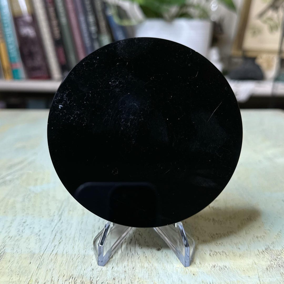 Black Obsidian Scrying Mirror Disk – 97mm Intuitively Chosen for ...
