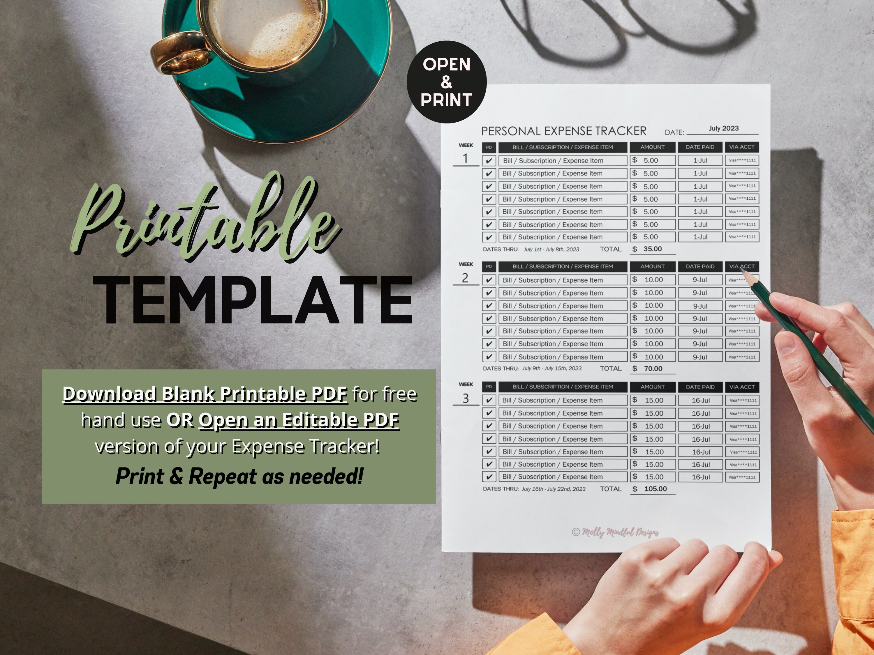 Editable Expense Tracker, Financial Planner, Spending Tracker, Personal ...