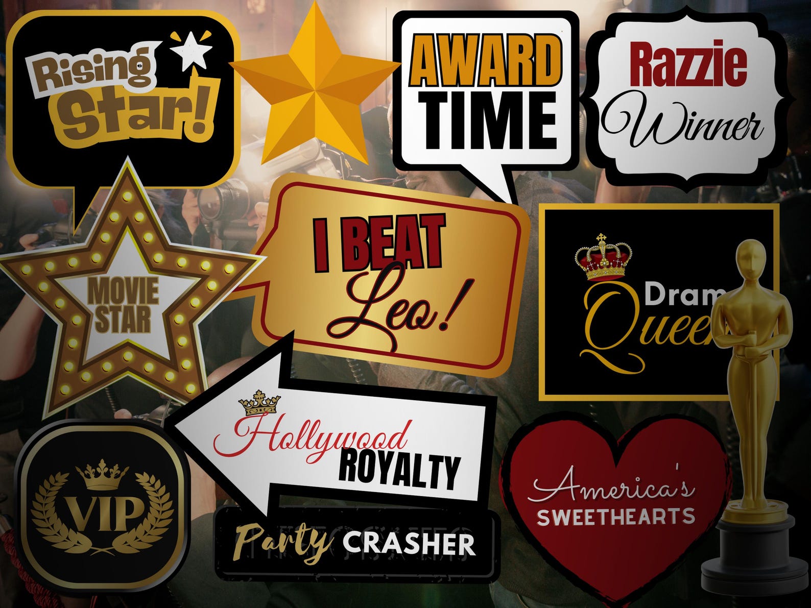 Hollywood Photo Booth Props: Red Carpet Party Printables (PDF Download ...
