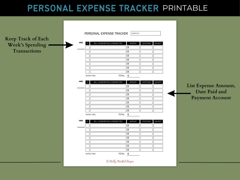 Editable Expense Tracker, Financial Planner, Spending Tracker, Personal ...
