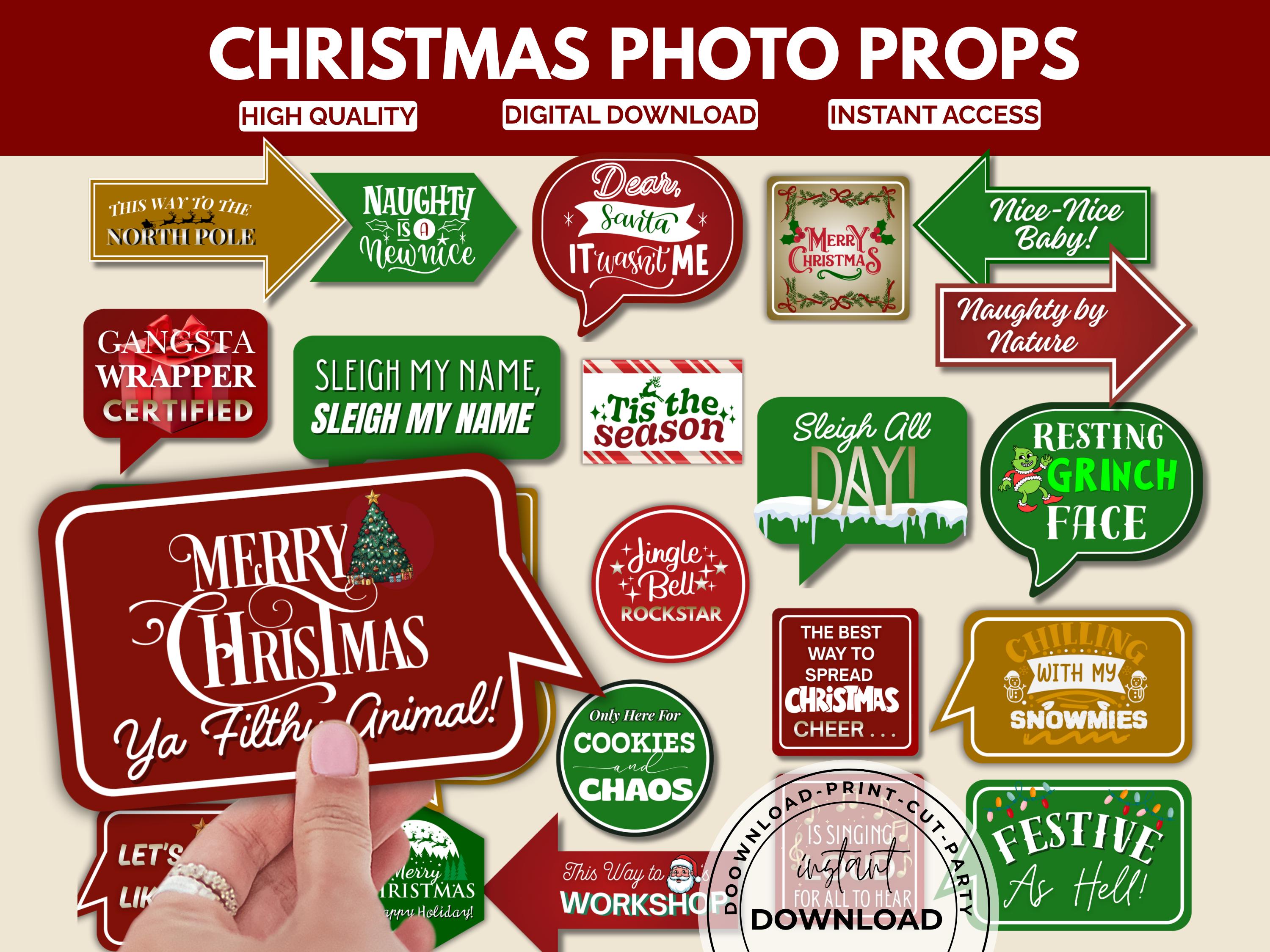 Funny Christmas Photo Booth Props | Holiday Party (digital Download) - Etsy