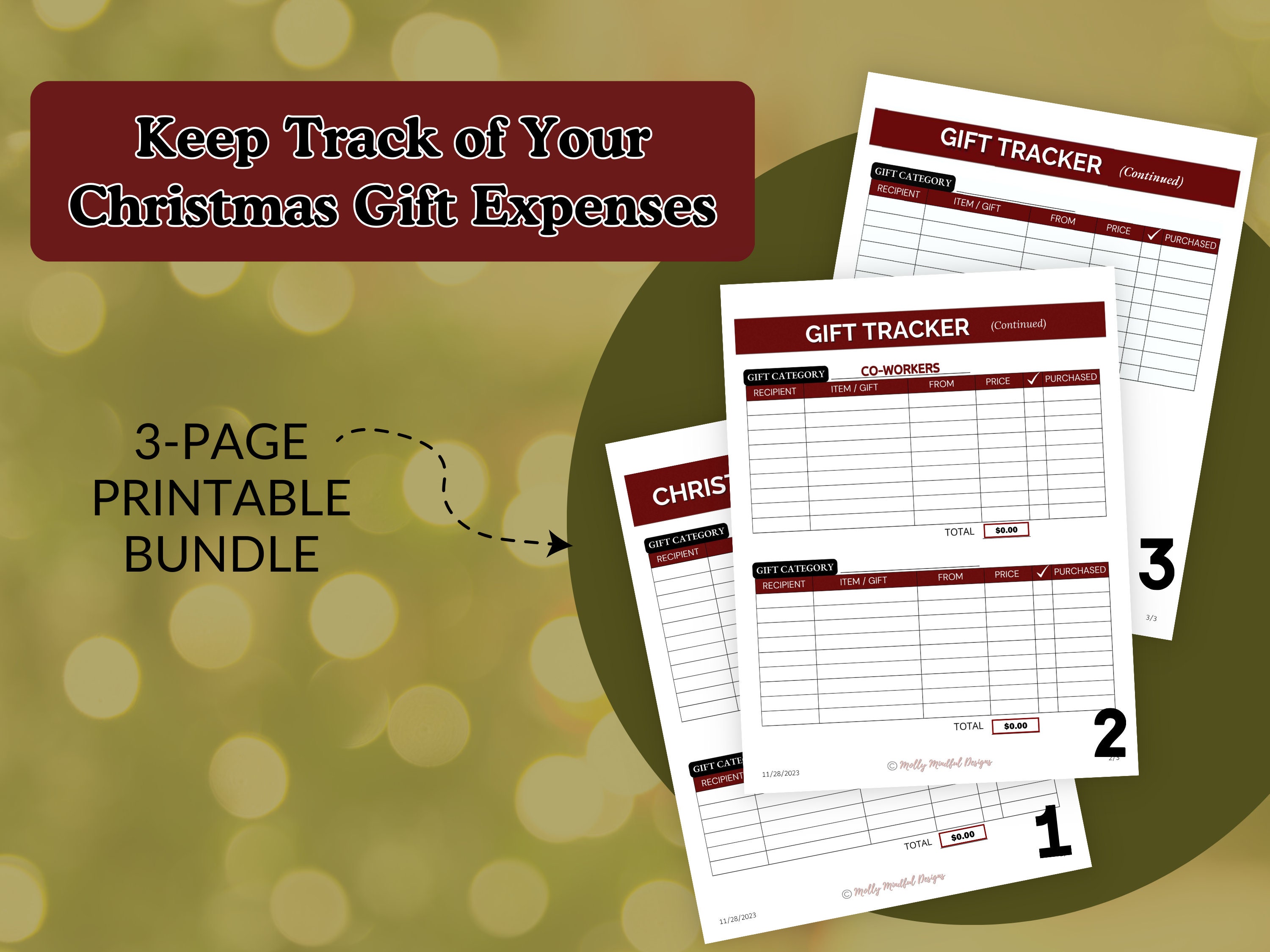 Editable Christmas Gift Tracker, Shopping Checklist, Printable ...