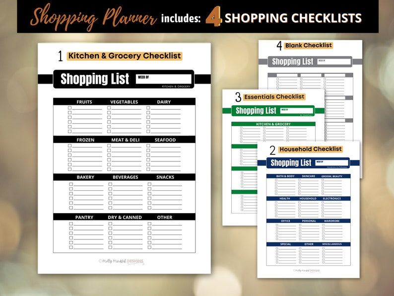 Editable Shopping Checklist Planner: Grocery, Household, Essentials ...